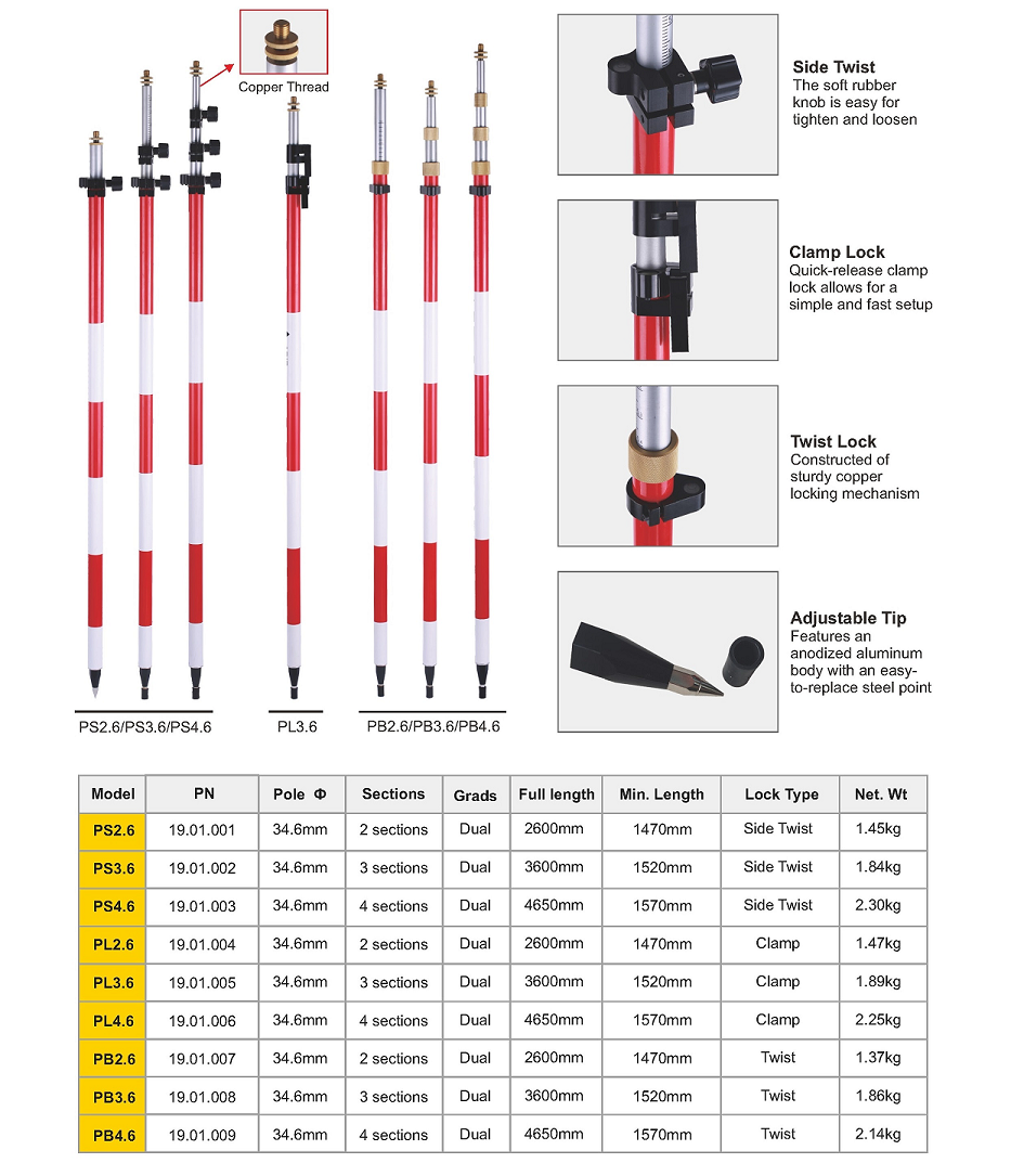 Prism Poles,Bipod, Topographic instrument, Measuring Instrument ...